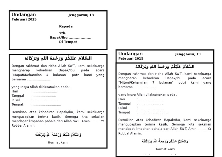 Undangan Mitoni | PDF