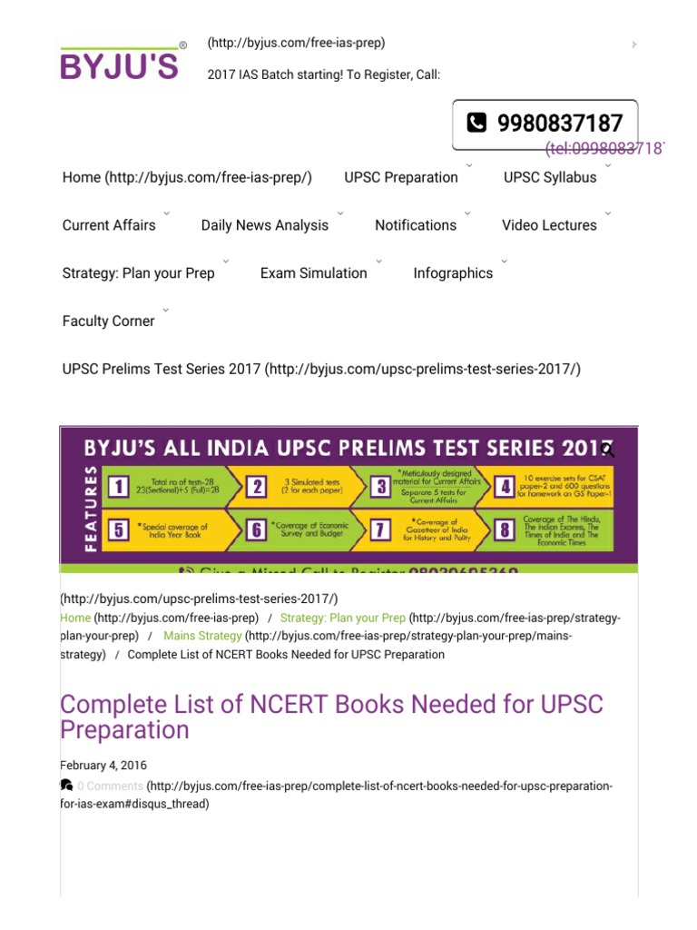 Complete List of NCERT Books Needed For UPSC Preparation: Home Strategy: Plan Your Prep Mains ...