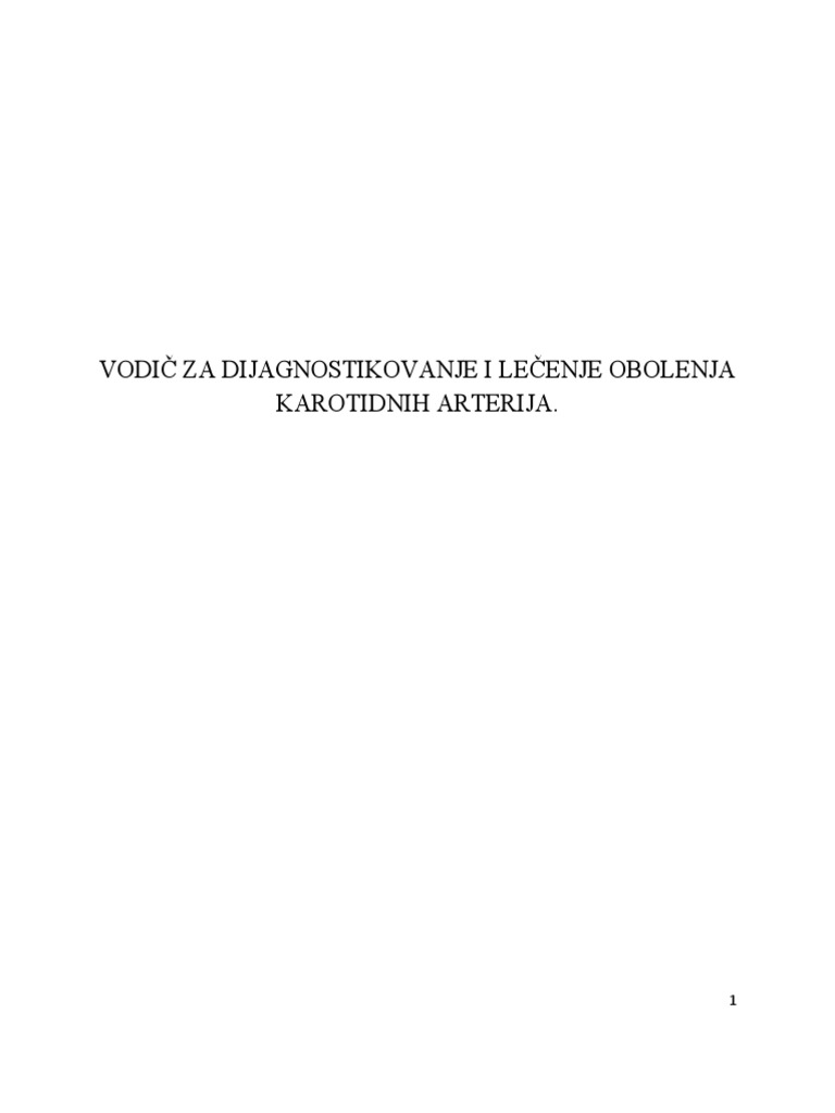 Vodič Za Dijagnostikovanje I Lečenje Obolenja Karotidnih Arterija | PDF