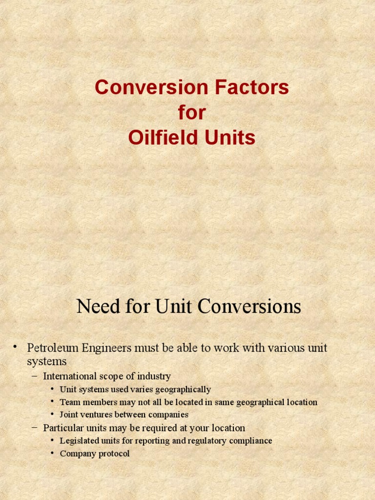 Conversion Factors For Oilfield Units | PDF | Permeability (Earth ...