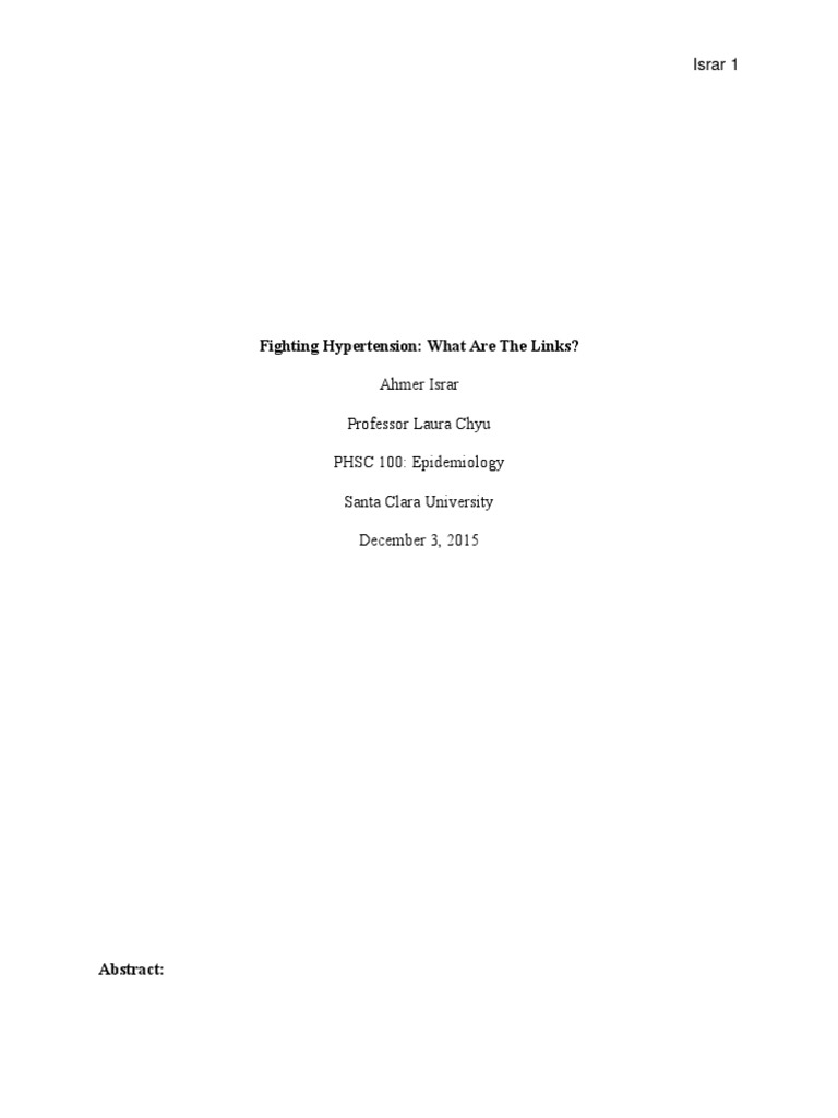 PHSC 100 Research Paper - Israr | PDF | Hypertension | Cardiovascular ...