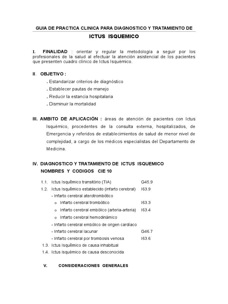 Guia de Practica Clinica - Ictus Isquémico | PDF | Carrera | Infarto de miocardio
