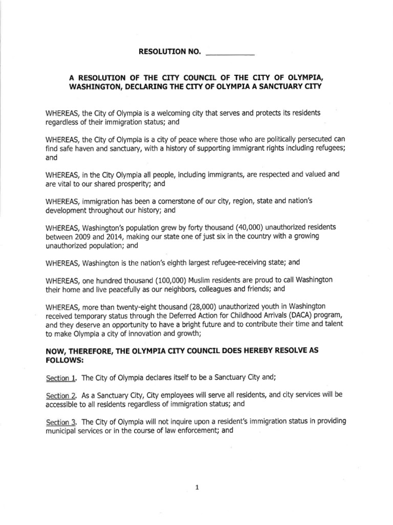 Proposed Sanctuary City Resolution | PDF | Sanctuary City | Immigration