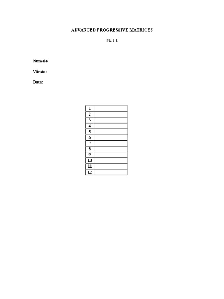 Advanced Progressive Matrices I | PDF