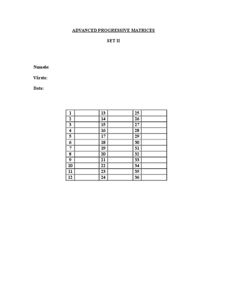 Advanced Progressive Matrices II | PDF