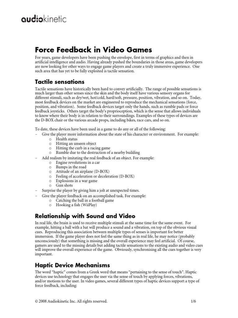 White Paper Force Feedback | PDF | Feedback | Electrical Engineering