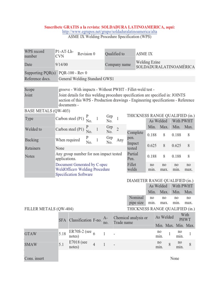 WPS Asme Ix PDF | PDF | Welding | Construction