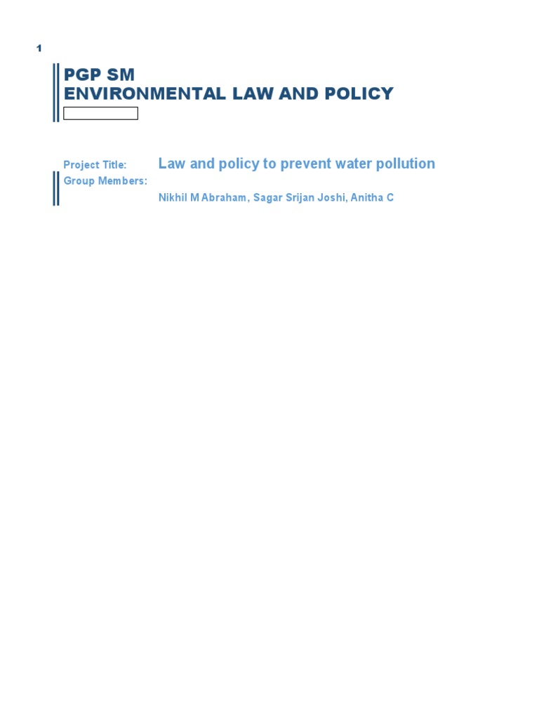 ELP Project Report | PDF | Clean Water Act | Water Resources