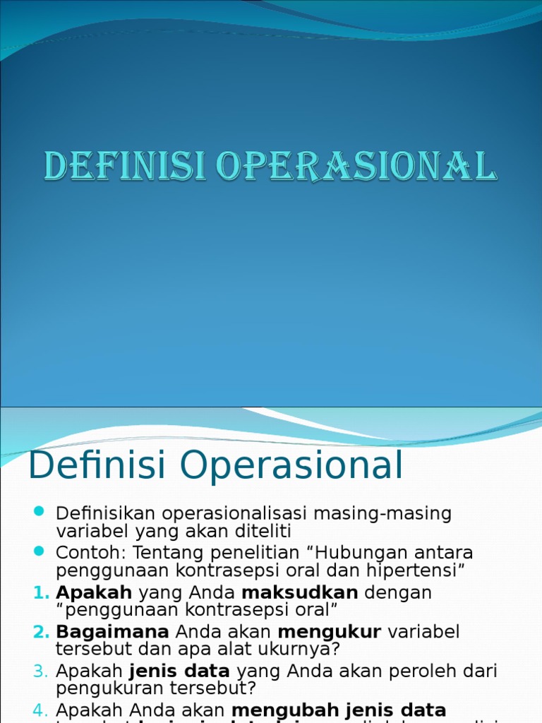 Definisi Operasional Variabel Penelitian | PDF