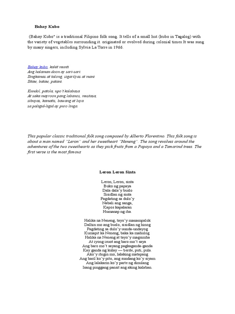 Bahay Kubo | PDF | Language Arts & Discipline | Art