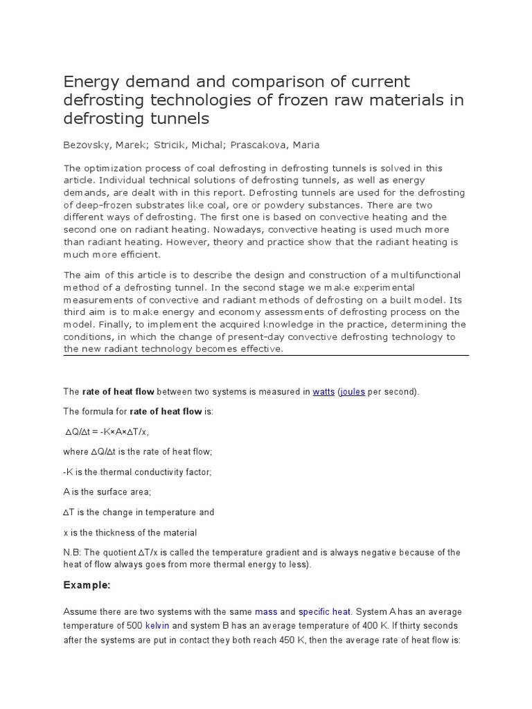 Defrosting Technologies of Frozen Raw Materials in Defrosting Tunnels ...