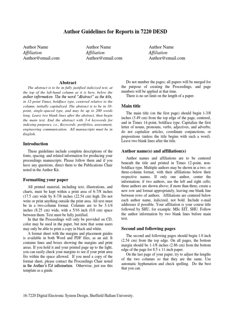 Report Guideline Template | PDF