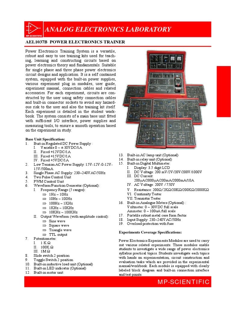 Ael1037b Power Electronics Trainer | PDF | Power Electronics | Rectifier