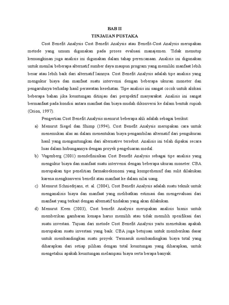 Arti dan Manfaat Cost Benefit Analysis | PDF