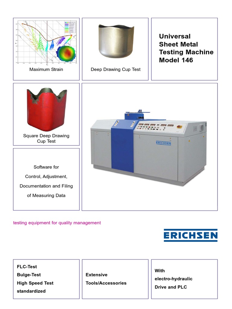 Universal Sheet Metal Testing Machine Model 146: Maximum Strain Deep ...