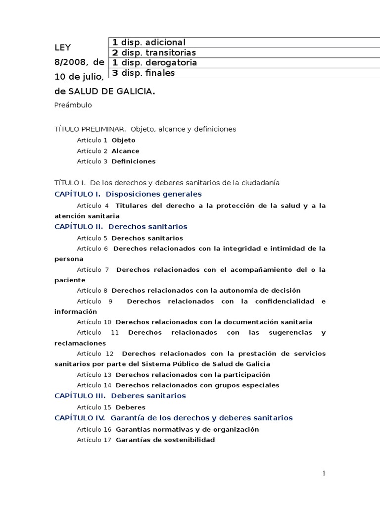 Estructura de La Ley 8.2008 | PDF | Sistema de salud | Recursos humanos