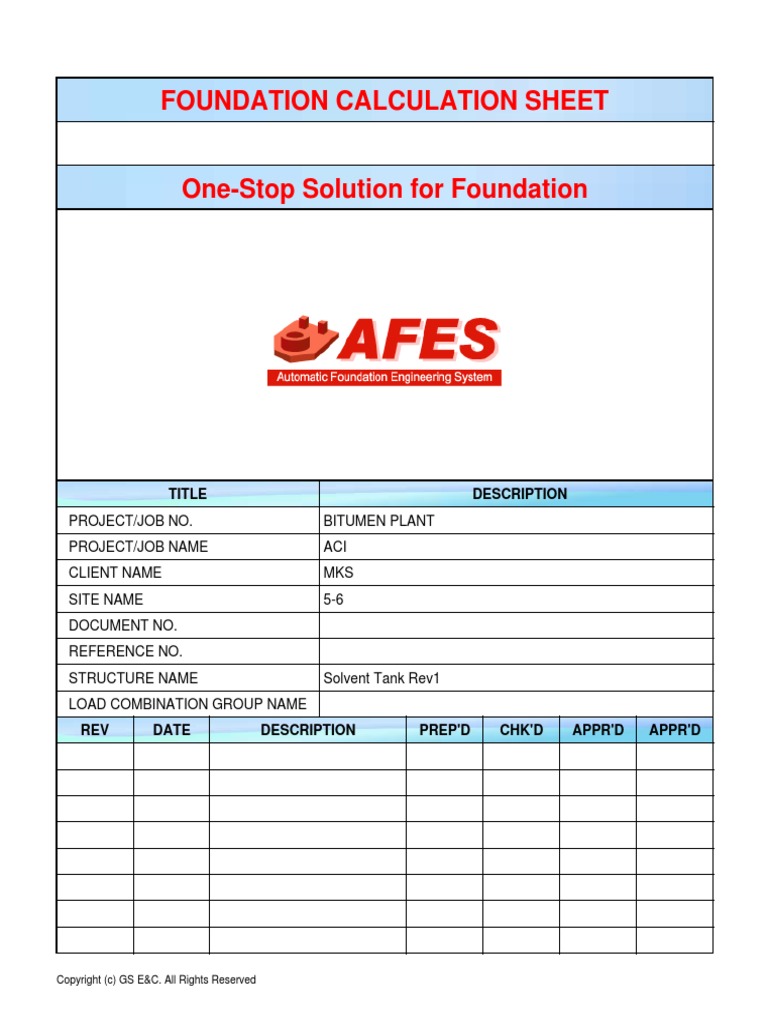 Foundation Calculation Sheet: Title Description | PDF | Strength Of ...