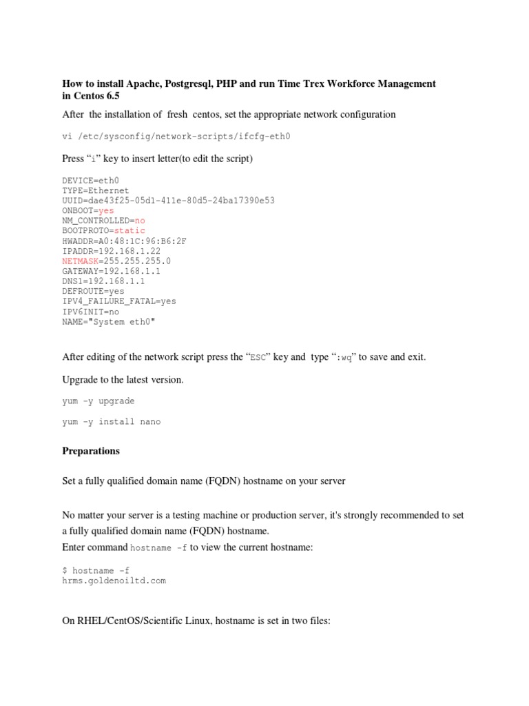 How To Install Apache Postgresql PHP and Run Time Trex Workforce Management in Centos 6 - 5 ...