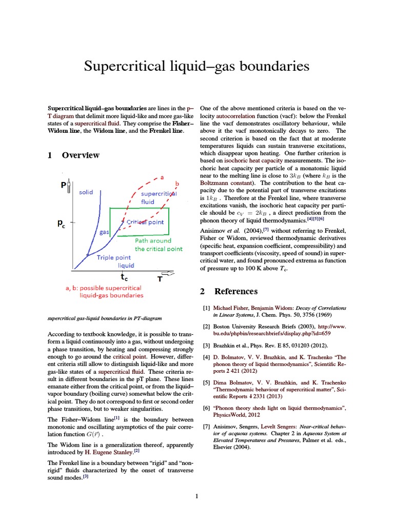 Supercritical Liquid-Gas Boundaries | PDF | Statistical Mechanics ...