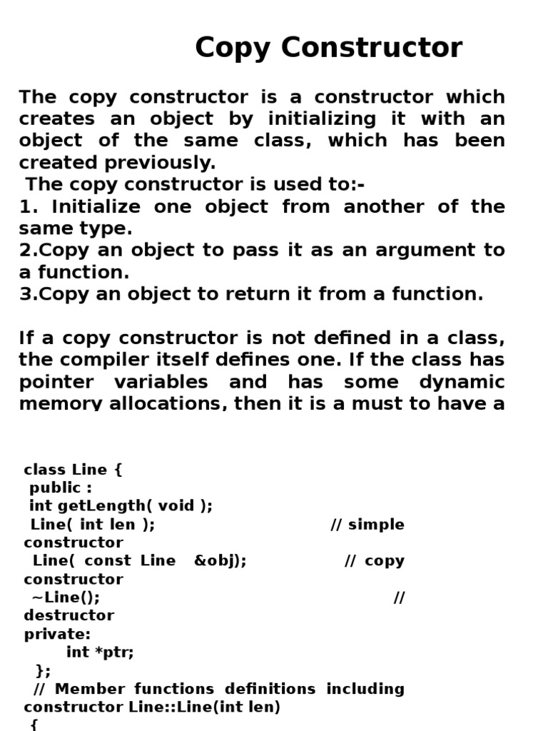 Copy Constructor Explained in 40 Characters | PDF | Constructor (Object ...