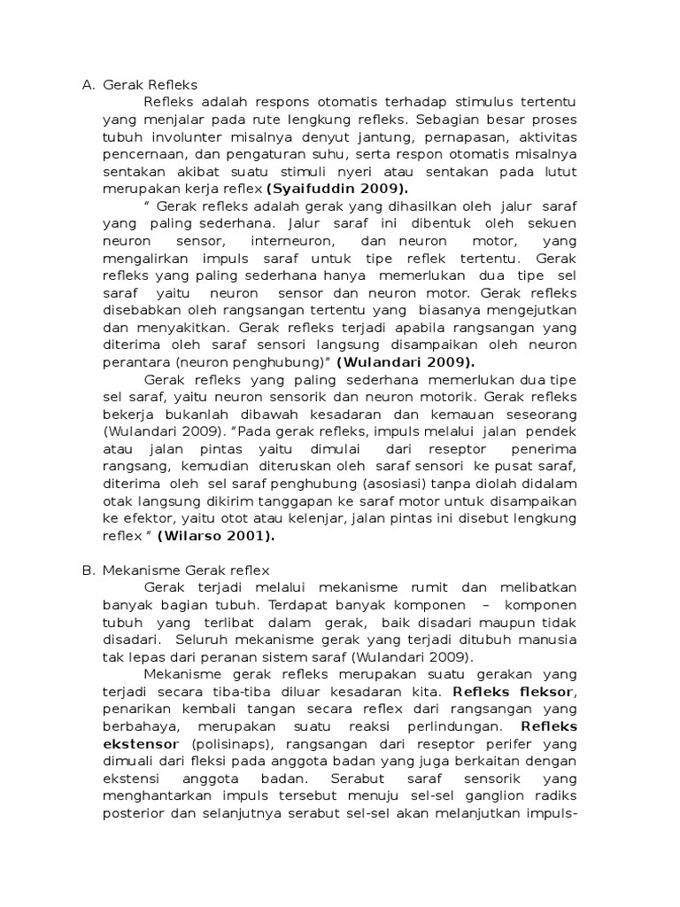 Mekanisme dan Kategori Gerak Refleks | PDF | Filsafat | Sains & Matematika
