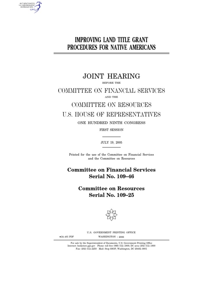 Improving Land Title Grant Procedures For Native Americans | PDF ...