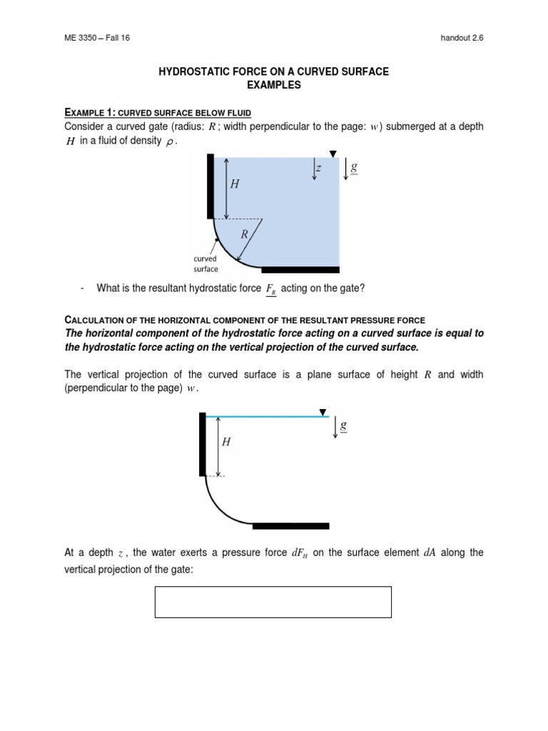 2.6 Pressure Force on Curved Surface - Example | Pressure | Classical ...