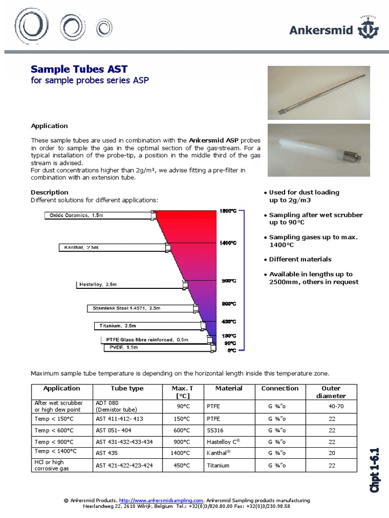 5070 - 1.6-1.7 AST Sample Tubes | PDF | Thermocouple | Vacuum Tube