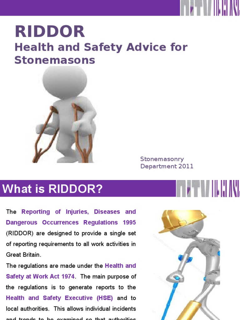 Riddor: Health and Safety Advice For Stonemasons | PDF | Safety ...