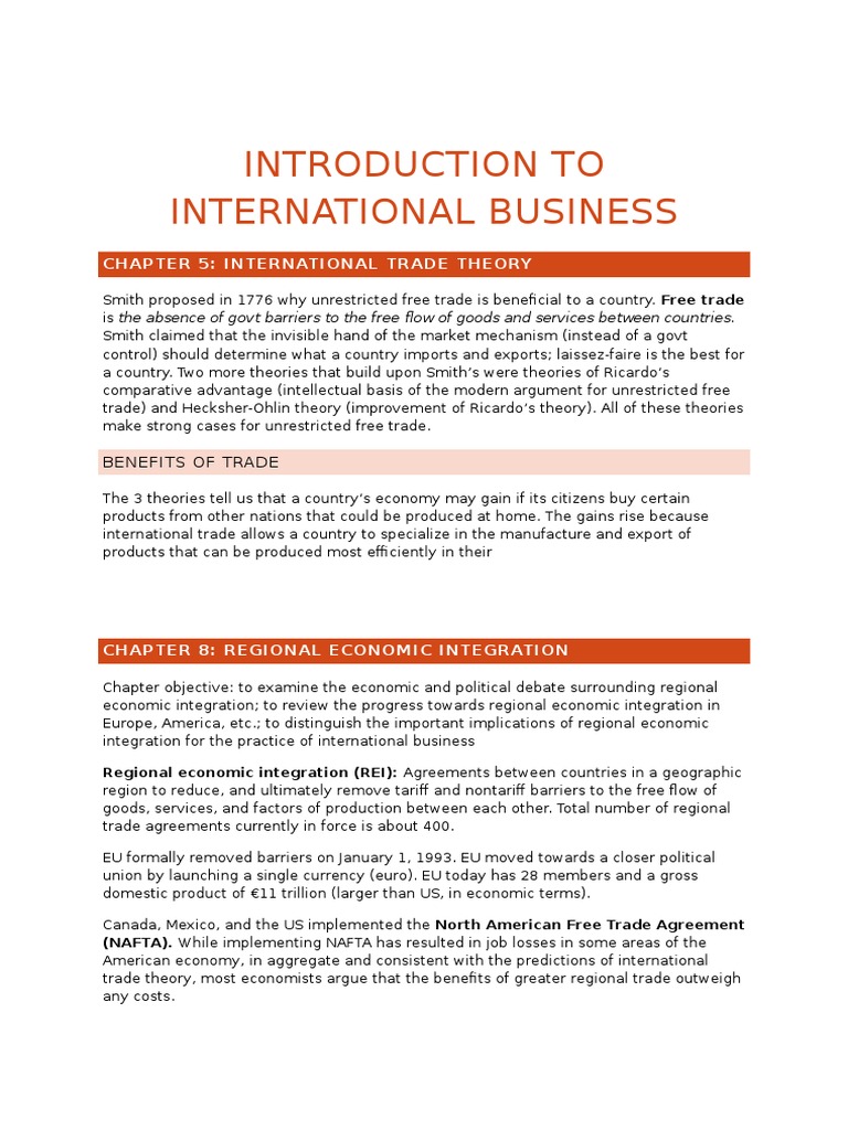 Introduction To International Business | PDF | Free Trade | European Union