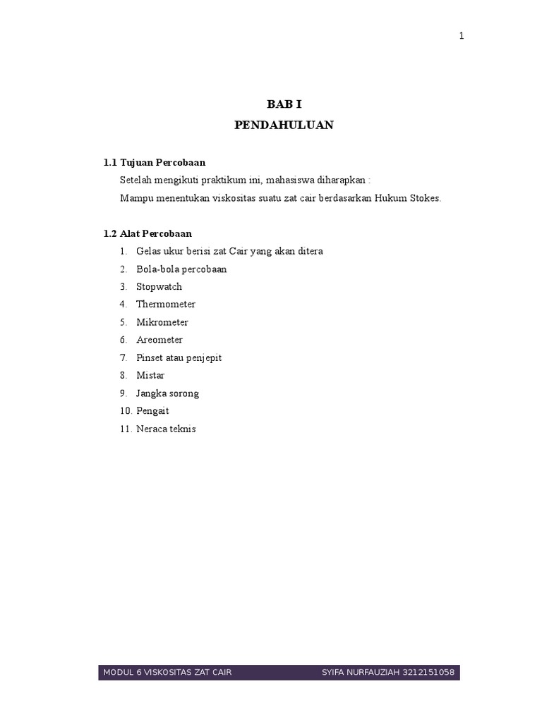 Modul 6 Viskositas | PDF | Sains & Matematika