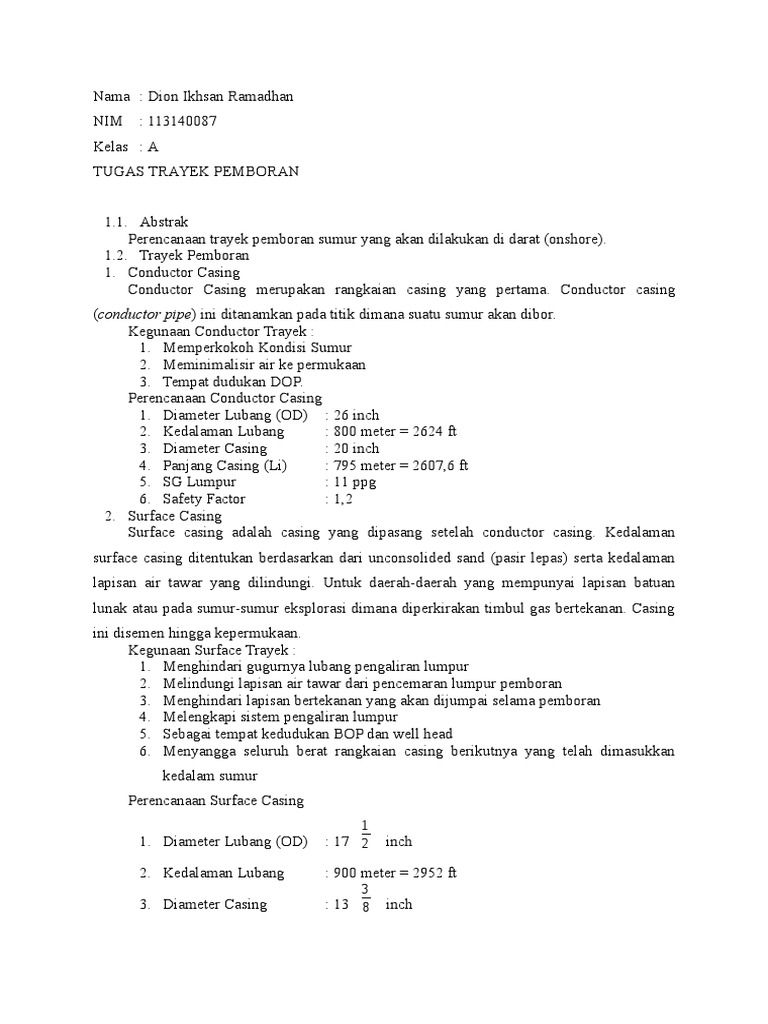 Trayek Pemboran Dion | PDF