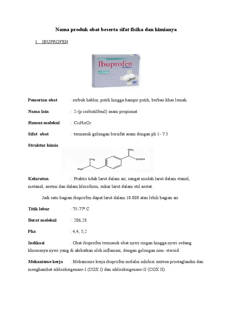 Sifat Fisika dan Kimia Ibuprofen | PDF | Sains & Matematika