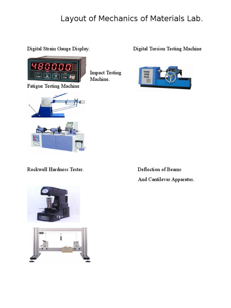 Layout of Mechanics of Materials Lab | PDF