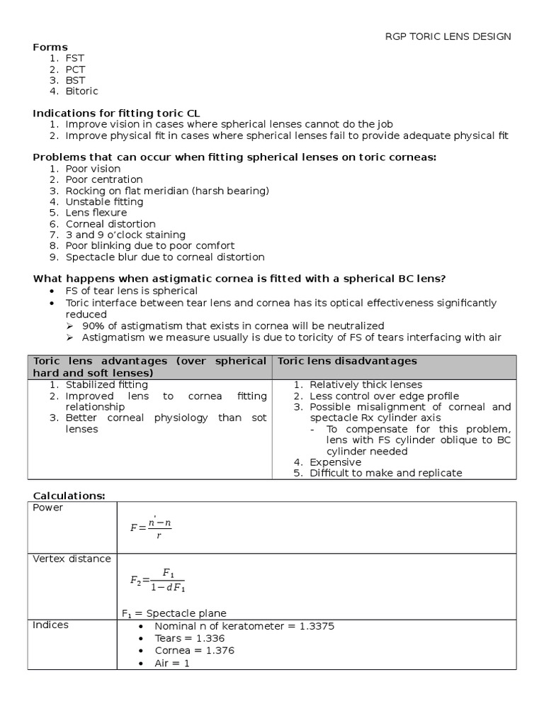 6.b. RGP Toric Lens Design | PDF | Lens (Optics) | Cornea