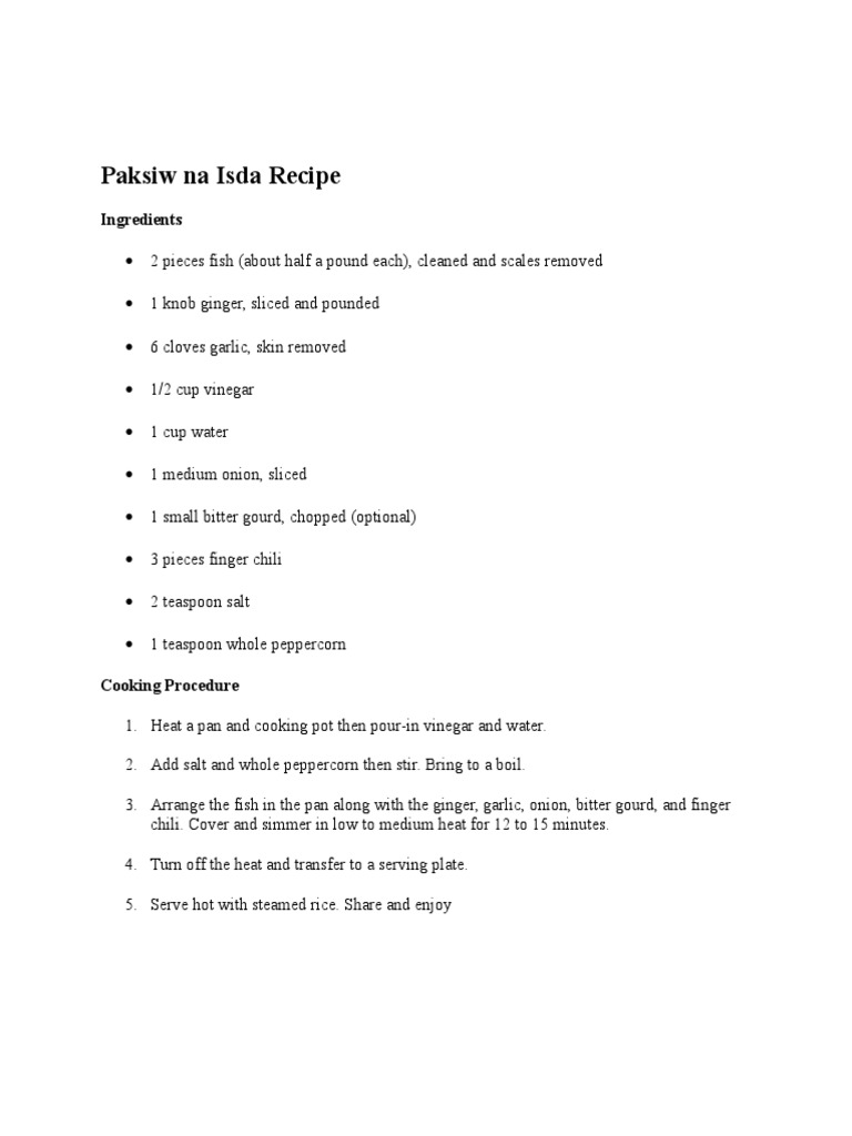 Filipino Fish Recipes | PDF | Cooking, Food & Wine