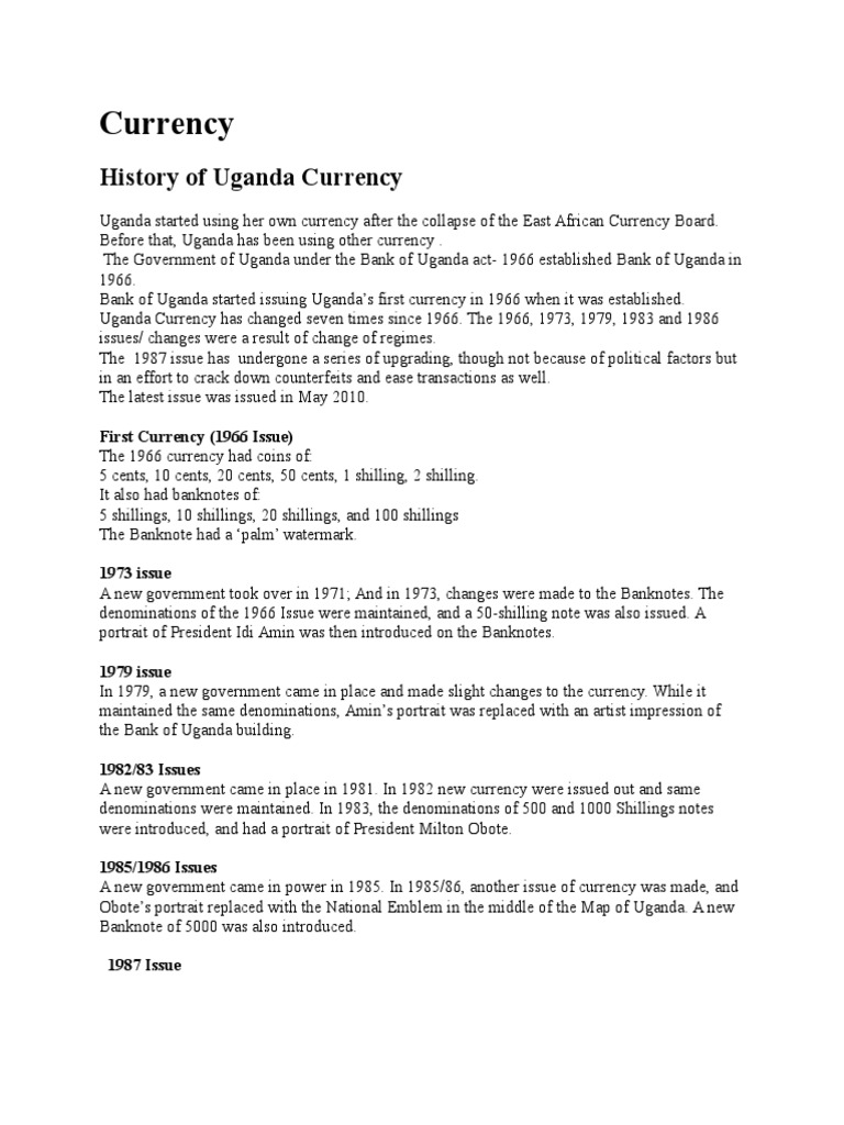 History of Uganda's Currency Changes | PDF | Shilling | Banknote