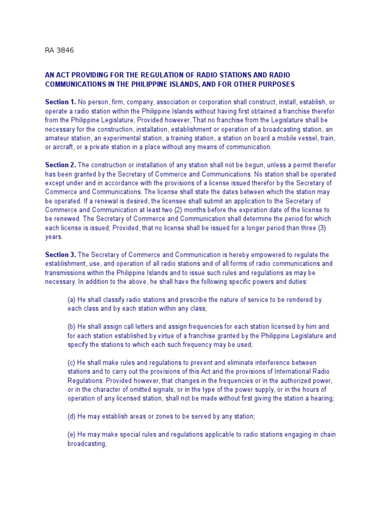 Ra 3846 | PDF | License | Radio