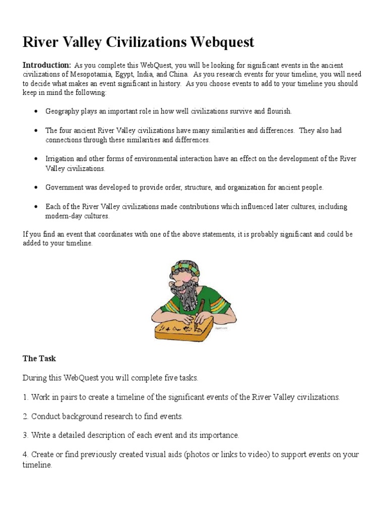 River Valley Civilizations Webquest | PDF | Civilization | Rubric ...