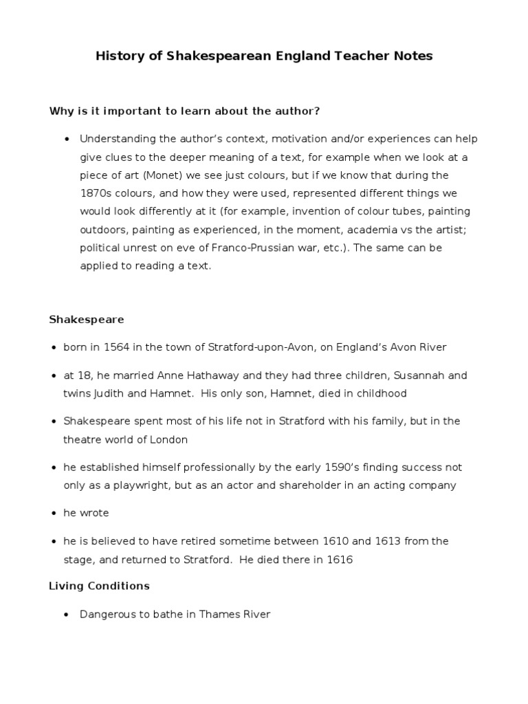 Shakespearean England for Teachers | PDF | Elizabeth I Of England ...