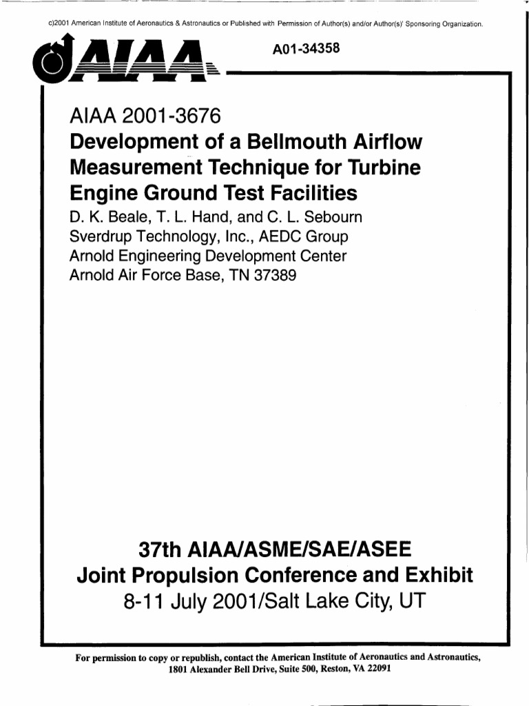 Development of A Bellmouth Airflow Measurement Technique For Turbine ...