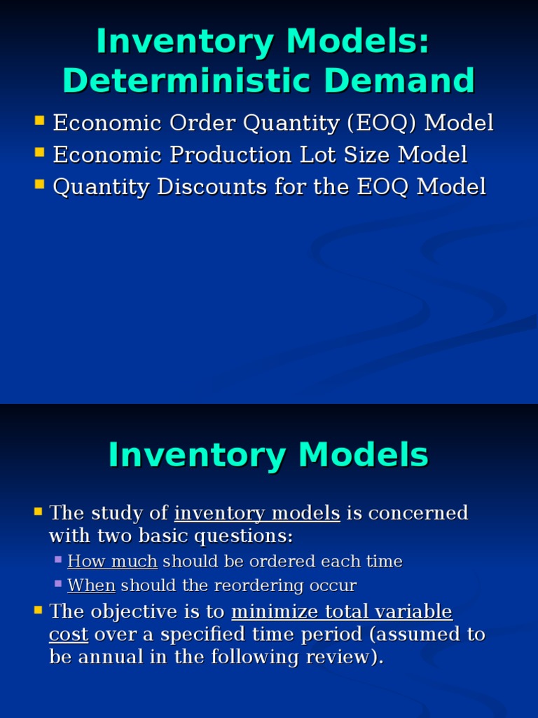 Inventory Models: Deterministic Demand | PDF | Inventory | Market ...