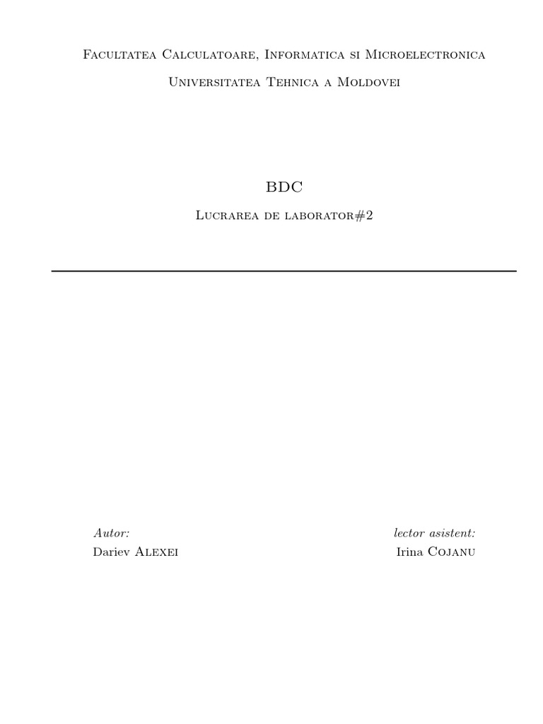 Facultatea Calculatoare, Informatica Si Microelectronica Universitatea ...