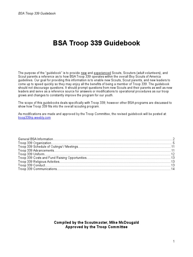 BSA Troop 339 Guidebook | PDF | Boy Scouts Of America | Scouting