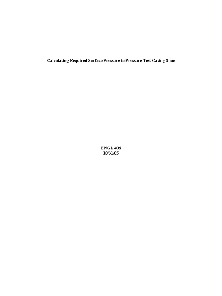 Pressure Testing Casing Shoe PDF | PDF | Technology & Engineering