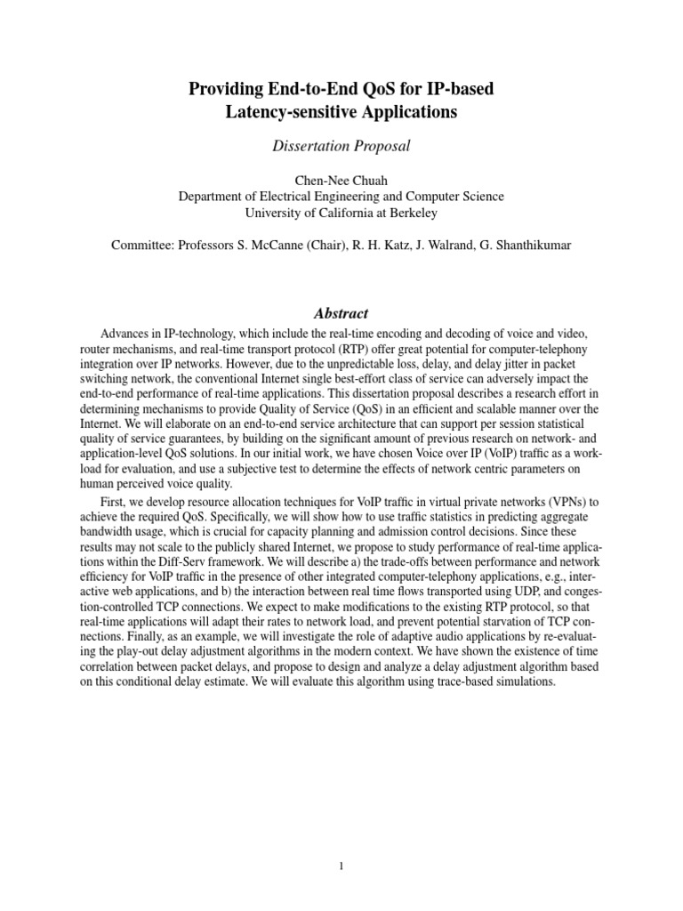 Providing End-To-End Qos For Ip-Based Latency-Sensitive Applications | PDF | Quality Of Service ...