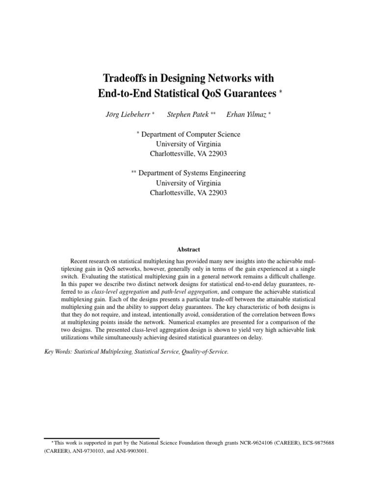 Tradeoffs in Designing Networks With End-To-End Statistical Qos Guarantees | PDF | Quality Of ...