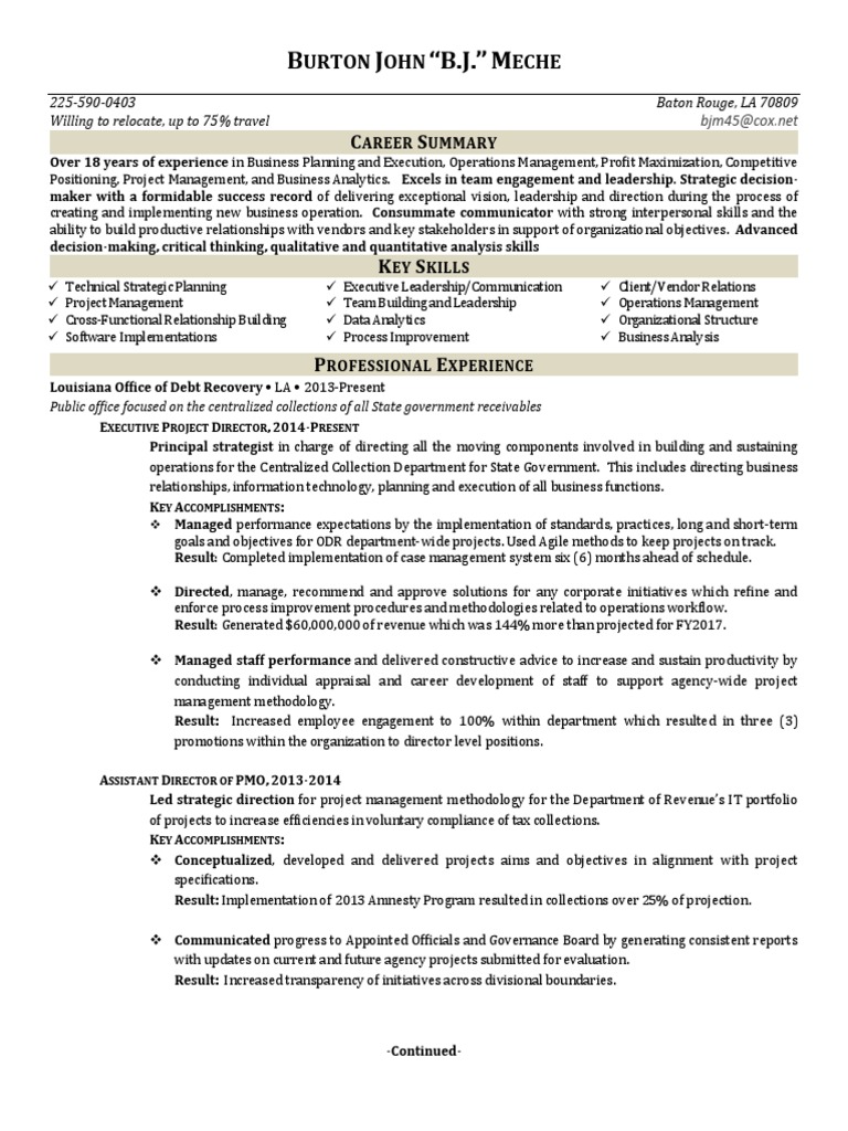 Government Software Project Management in United States Resume Burton ...