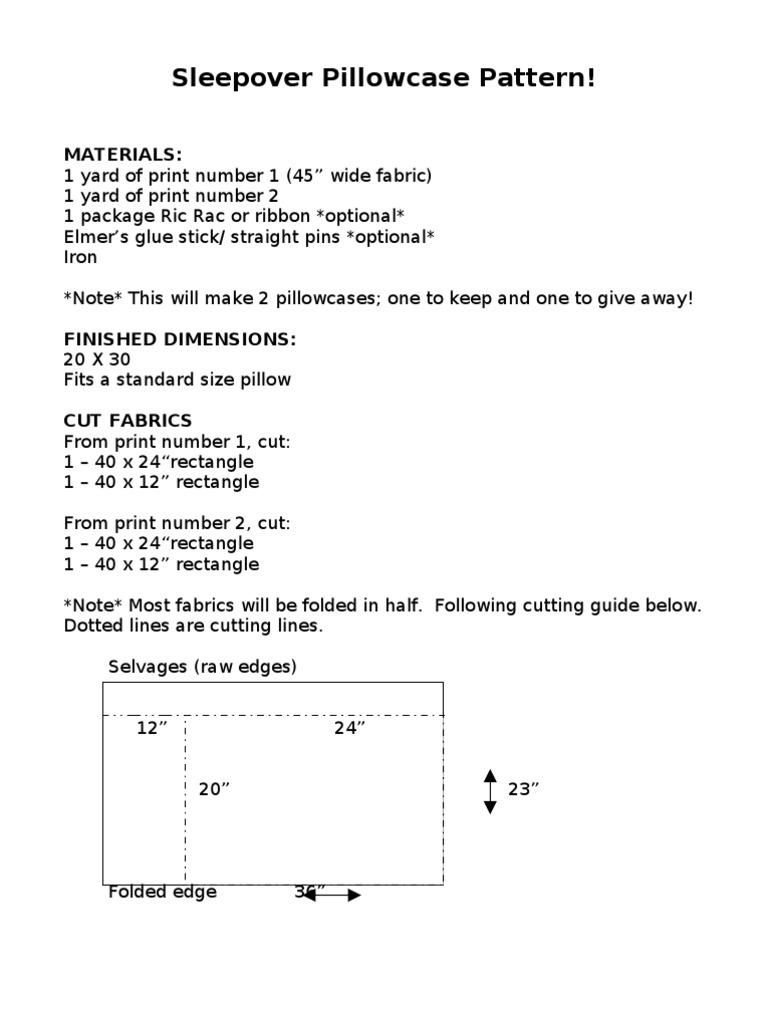 Sleepover Pillowcase Pattern | PDF