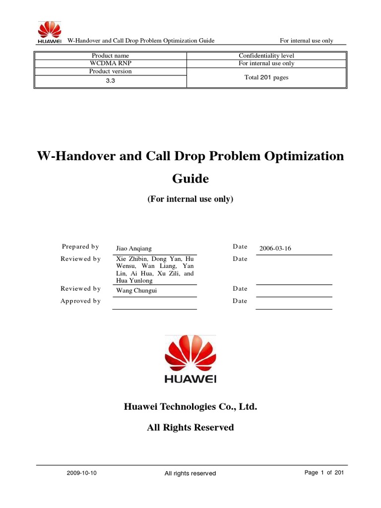 Huawei W Handover and Call Drop Problem Optimization Guide 20081223 A 3 3 PDF | PDF | High Speed ...